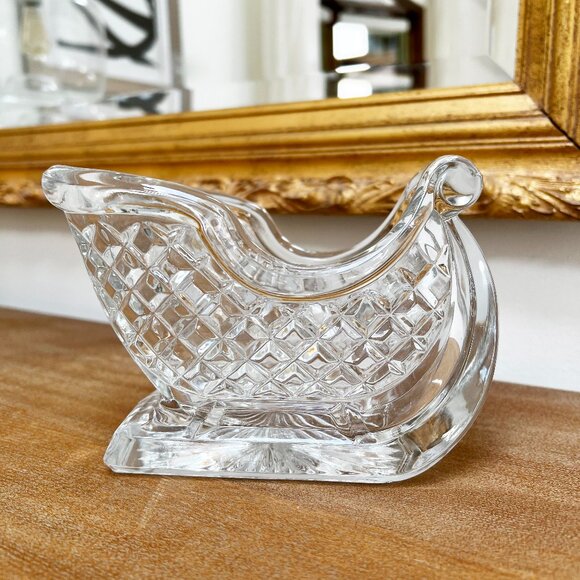 Vintage | Holiday | Vintage Cut Glass Crystal Santa Sleigh Sled Serving ...